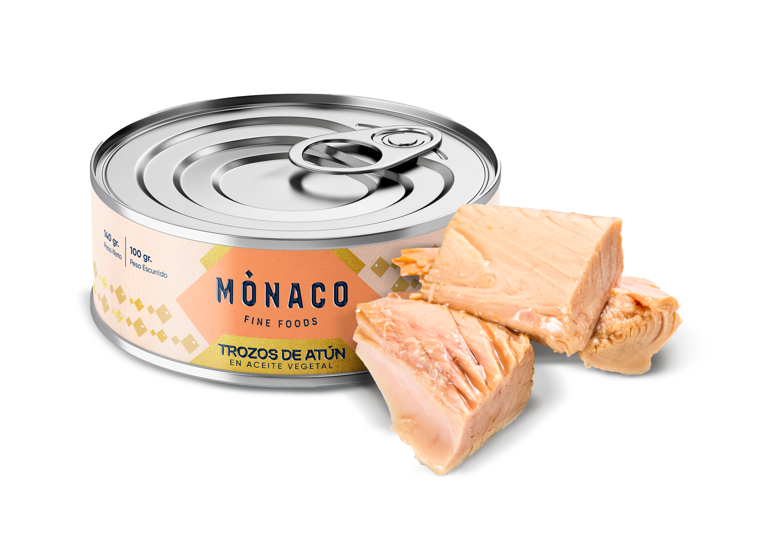Trozos de atún en aceite vegetal - Alimentos Monaco